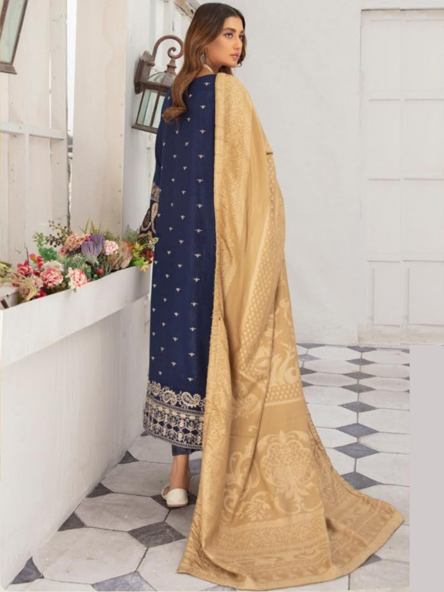 NAFEES 3pc Unstitched Luxury Embroidered Marina Winter Leather Peach Suit JR-623 | Selling.pk ...