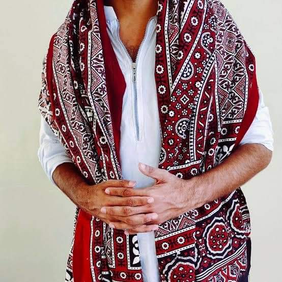 Sindhi Ajrak Block Printed Premium Cotton Shawl For Men & Women SH-09 ...